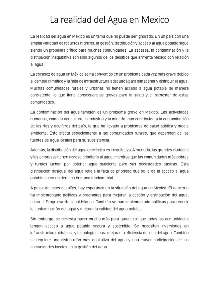 La Realidad Del Agua en Mexico | PDF | Agua | Economias