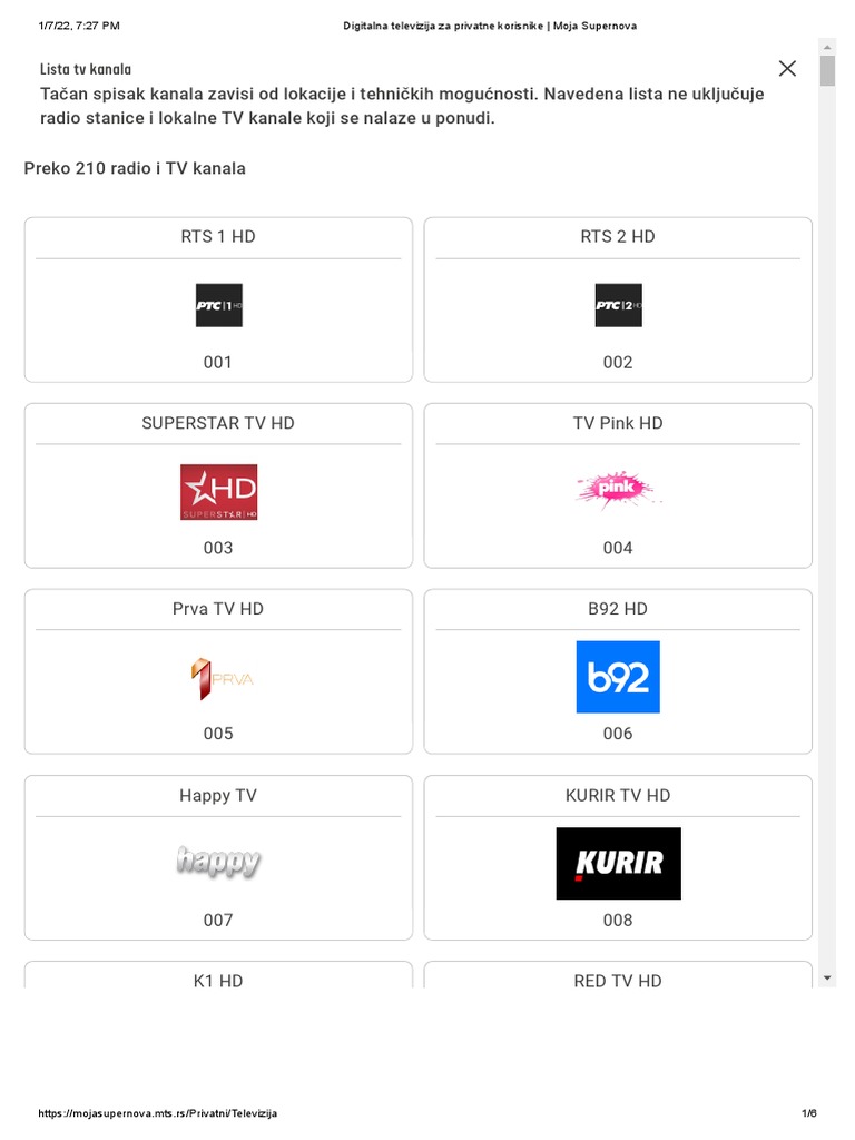 Digitalna Televizija Za Privatne Korisnike - Moja Supernova | PDF