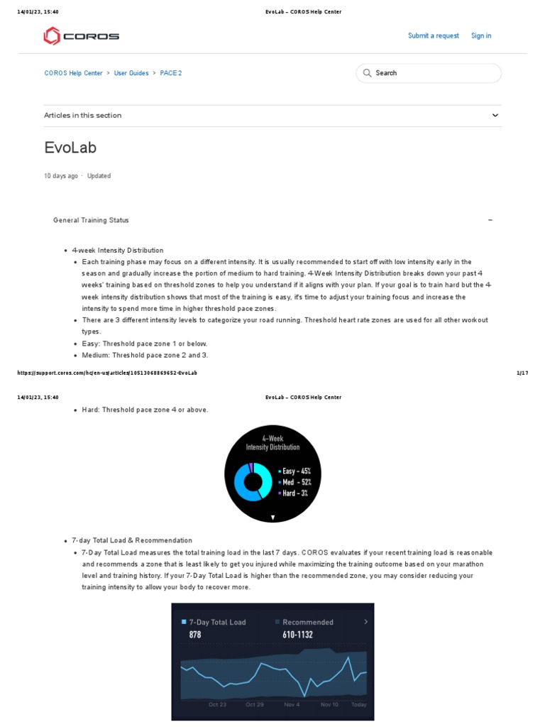 EvoLab - COROS Help Center PDF | PDF | Physical Fitness | Aerobic Exercise