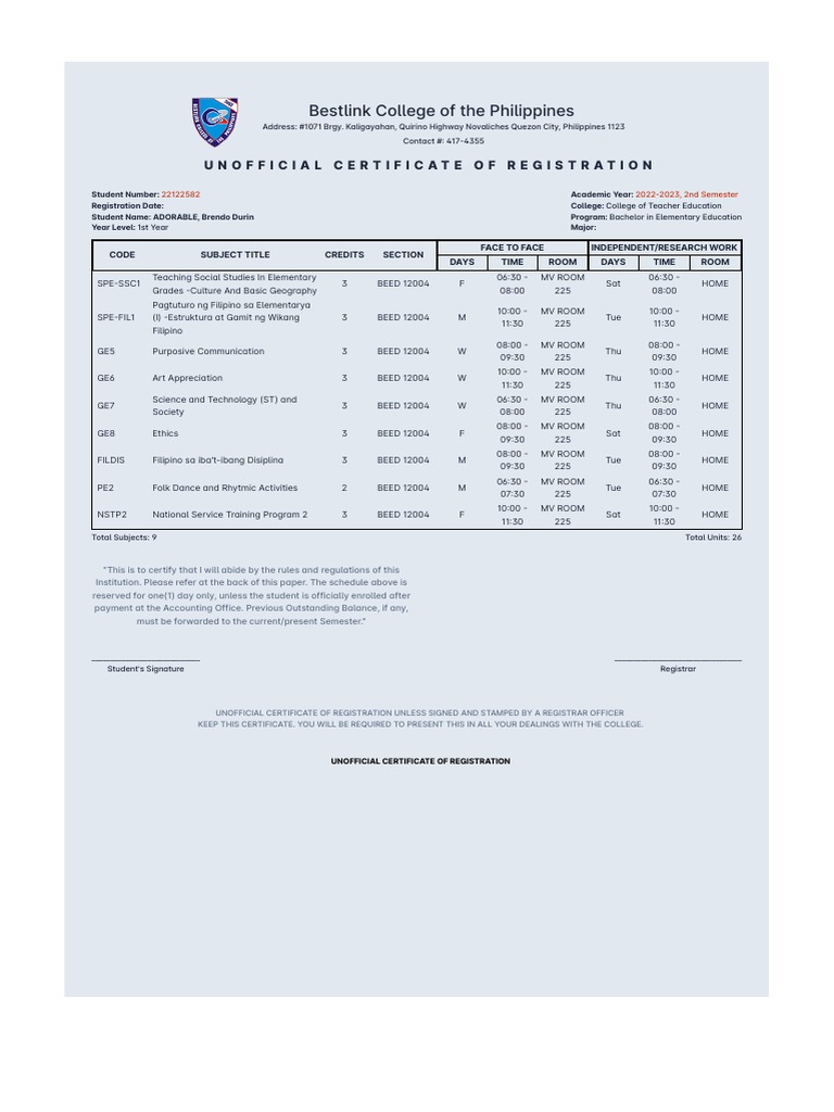 Bestlink College of The Philippines Student Management System PDF | PDF