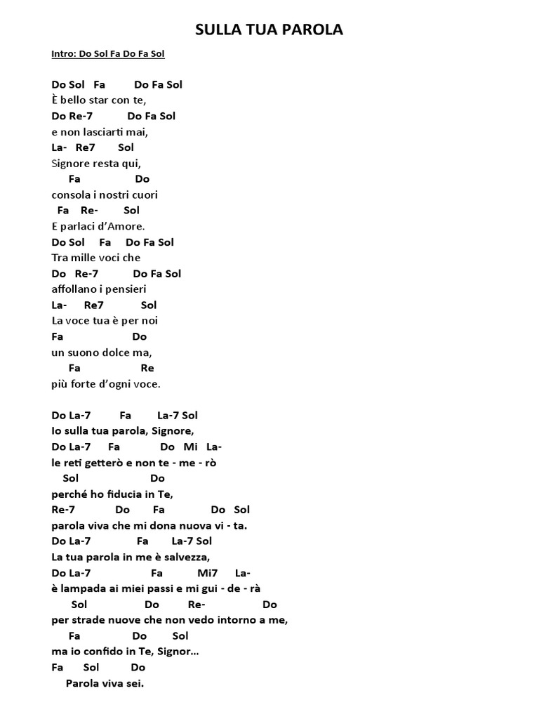 Sulla Tua Parola | PDF