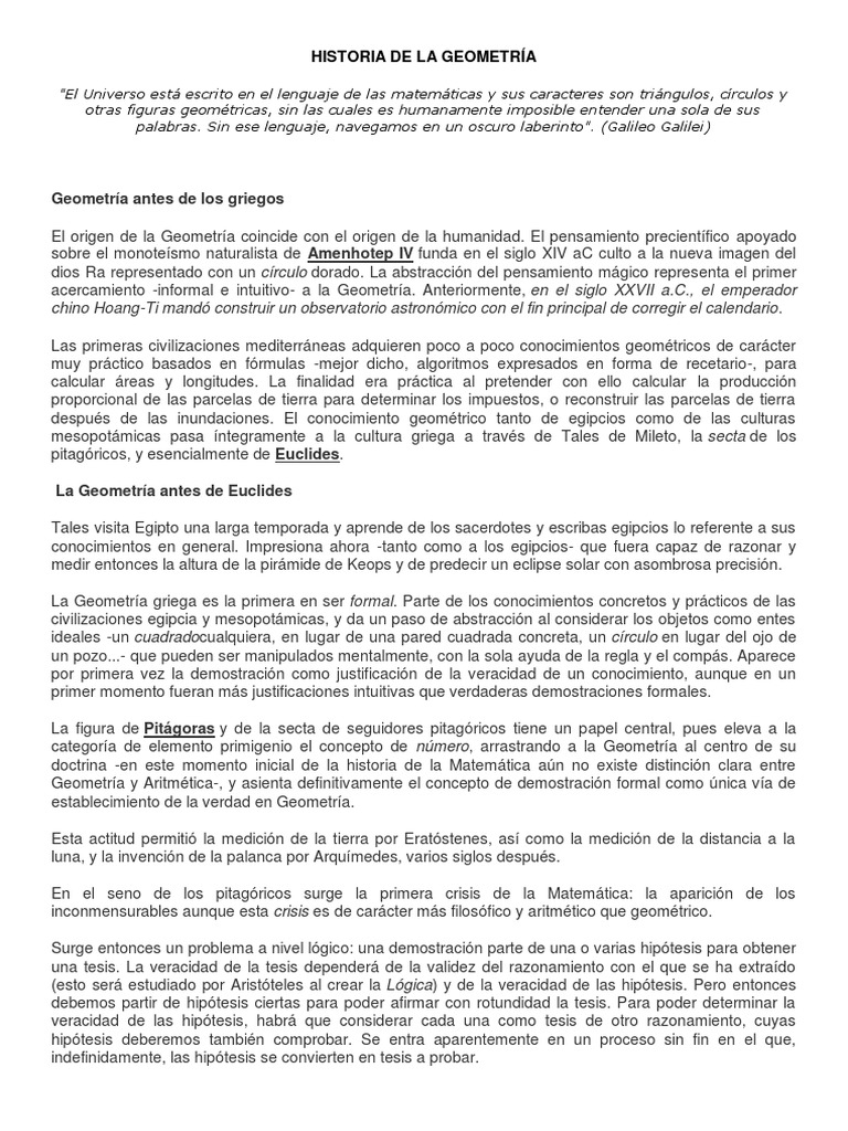 Historia y evolución de la geometría | PDF | Geometría | Colector