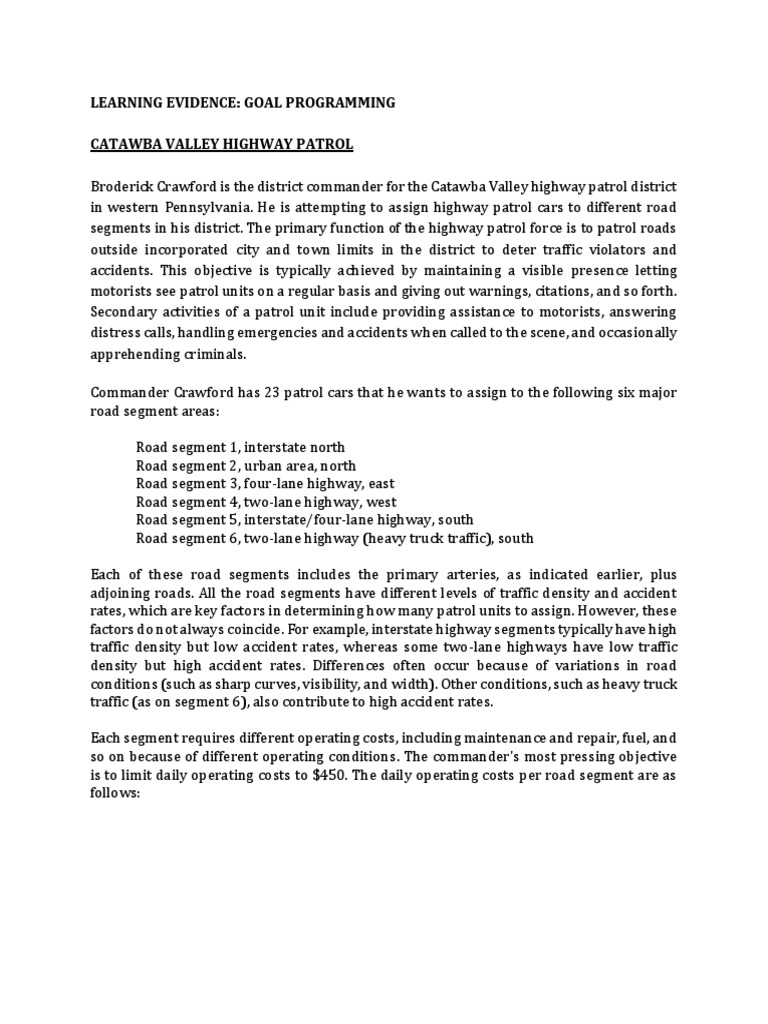 Learning Evidence Goal Programming | PDF | Traffic | Police Car