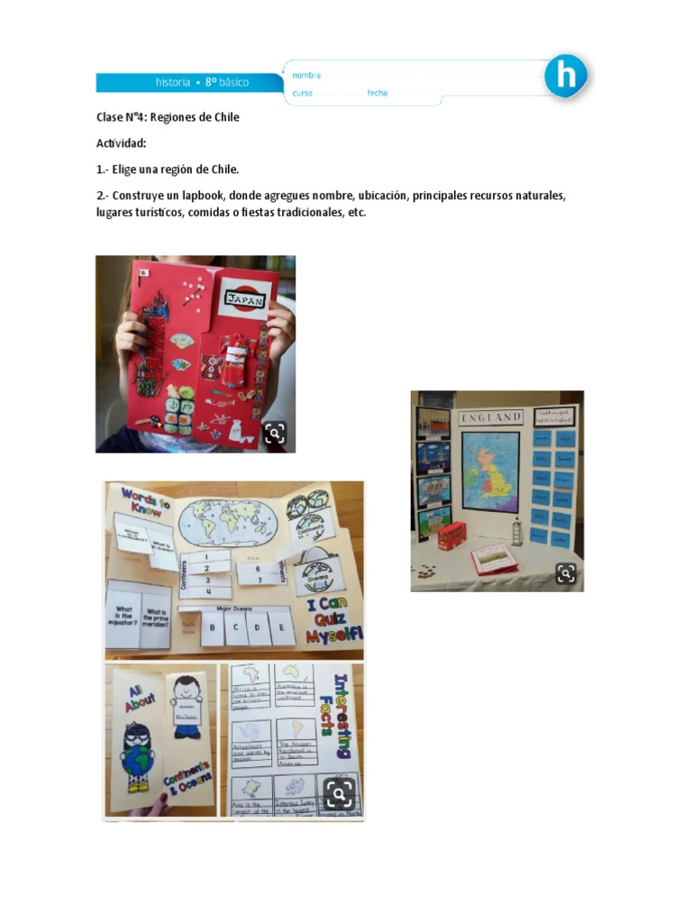 Clase N°4 Regiones de Chile Lapbook | PDF