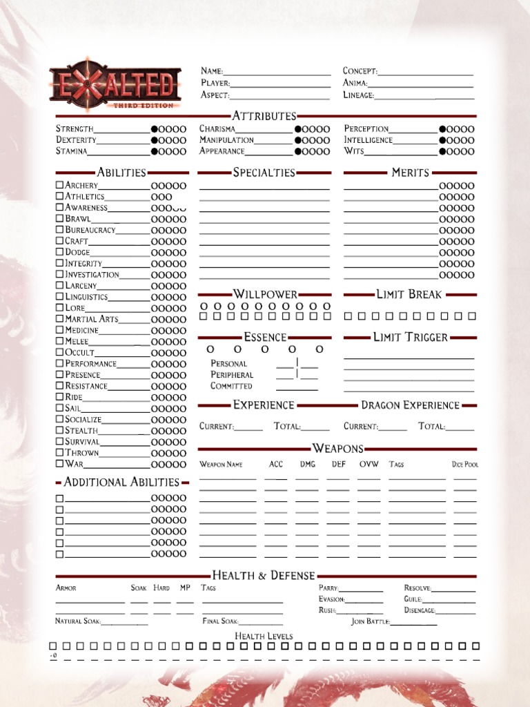 Ex3 DB Character Sheet | PDF