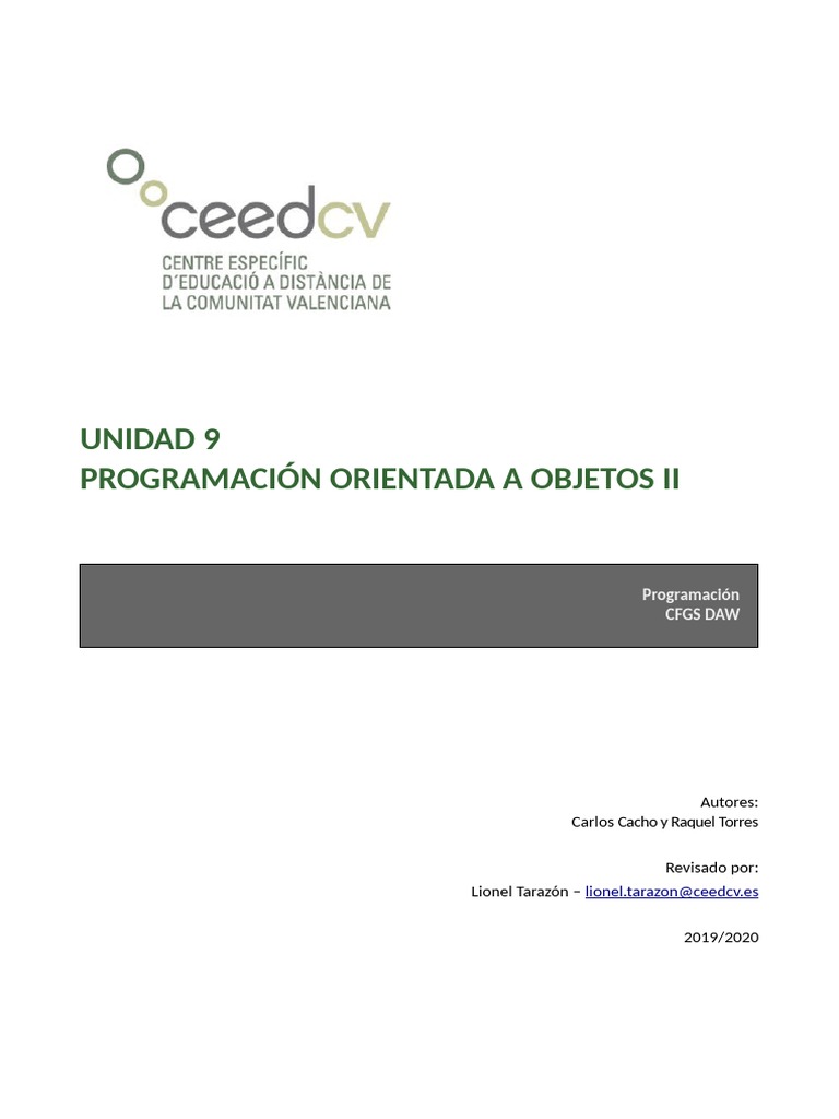 Ud9 POO2 | PDF | Herencia (Programación Orientada a Objetos) | Objeto (informática)