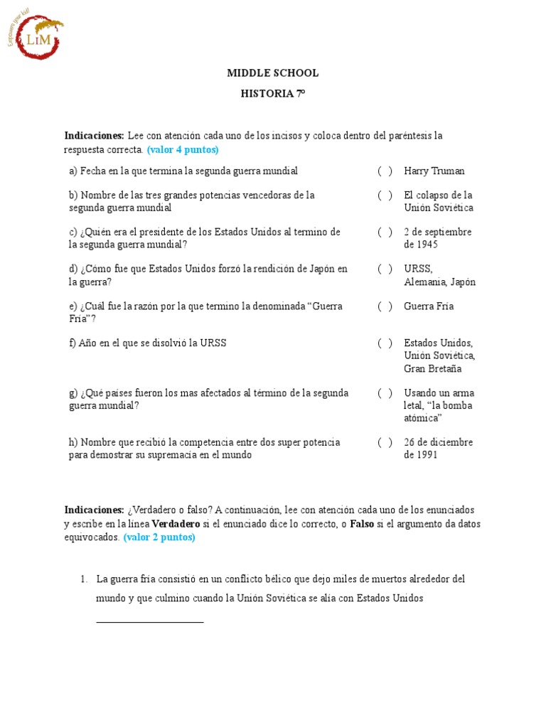 Examen - Guerra Fria | PDF | Guerra Fría | Política mundial