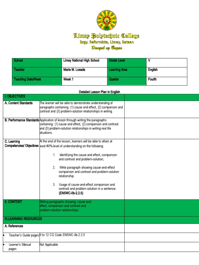 Losada Marie Detailed Lesson Plan | PDF | Teachers | Learning