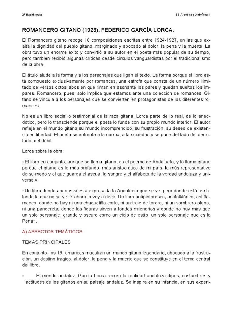 Romancero Gitano | PDF | Metro (poesía) | Federico García Lorca