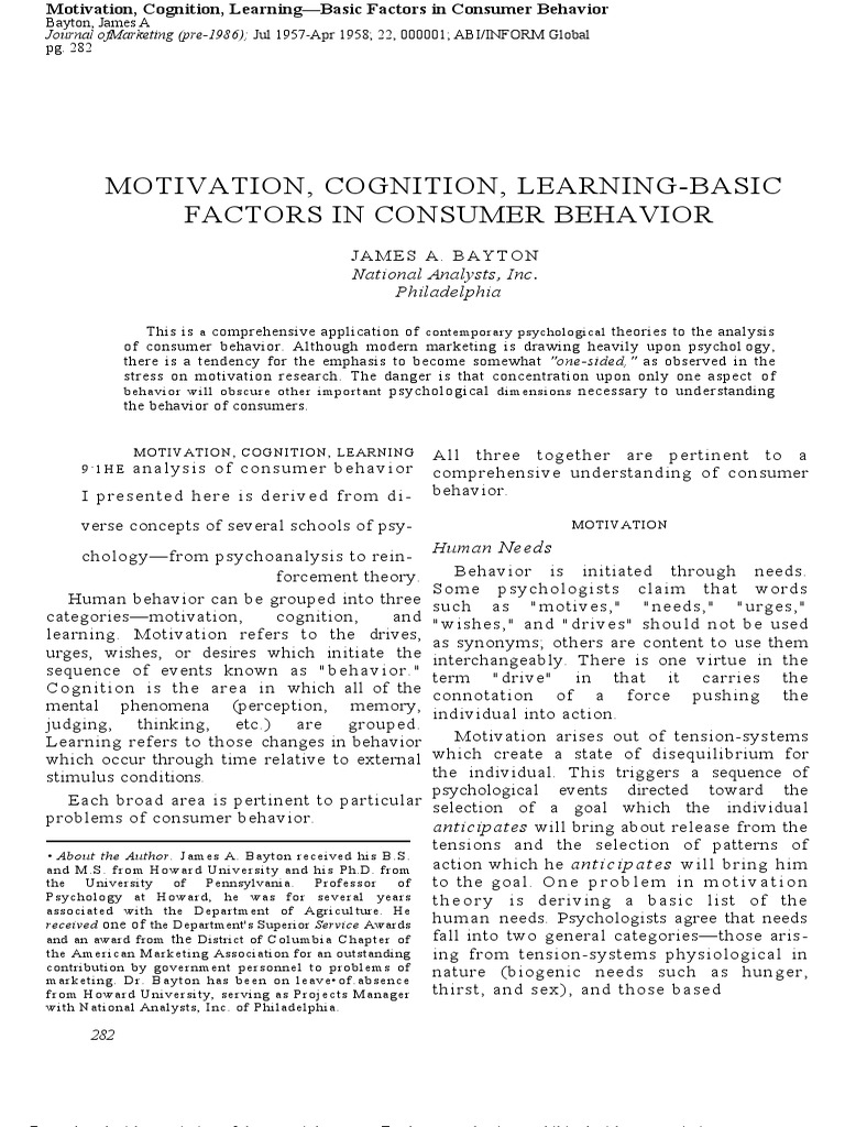 Motivation Cognition Learning Pdf Id Motivation