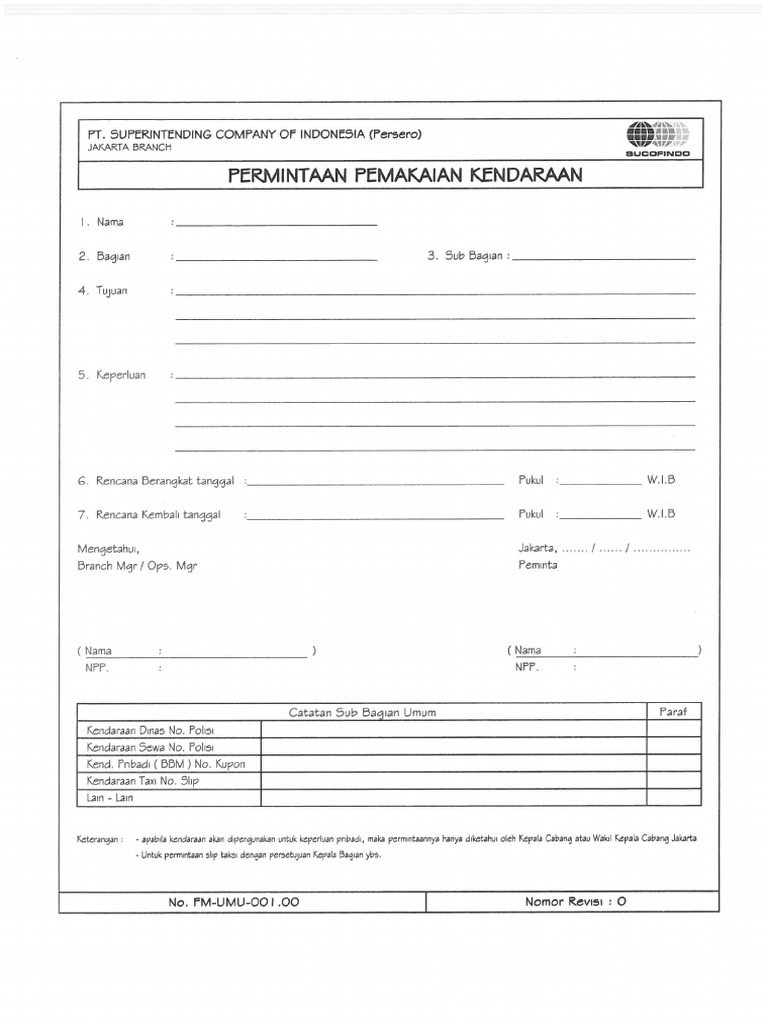 Form Kendaraan | PDF