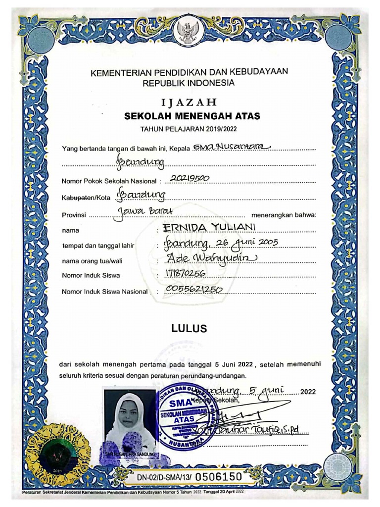 ijazah sma nusantara | PDF