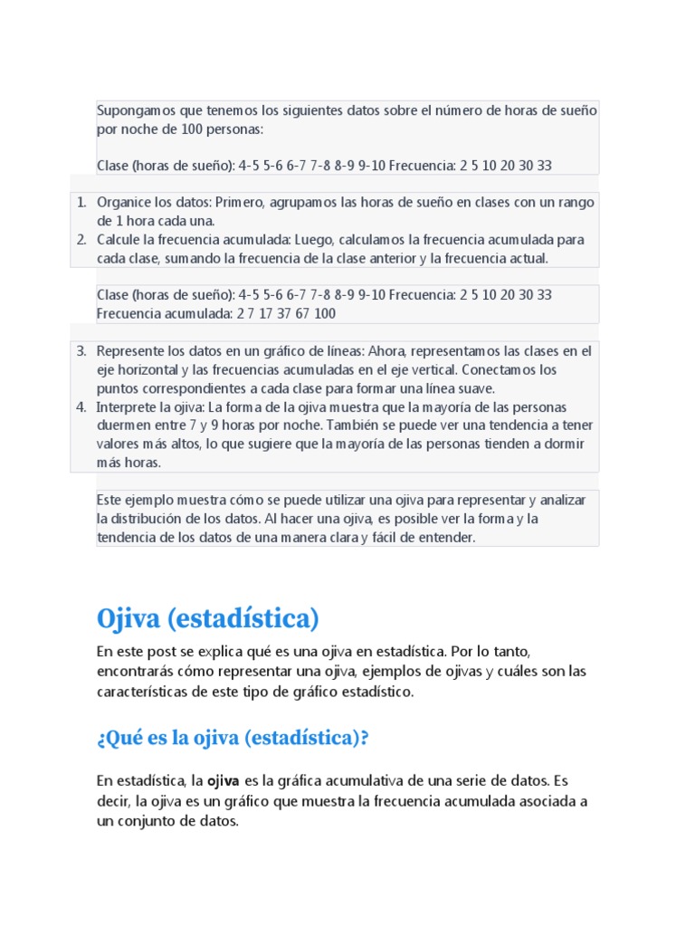 Ojiva y Ojiva Porcentual | PDF | Estadísticas | Dormir