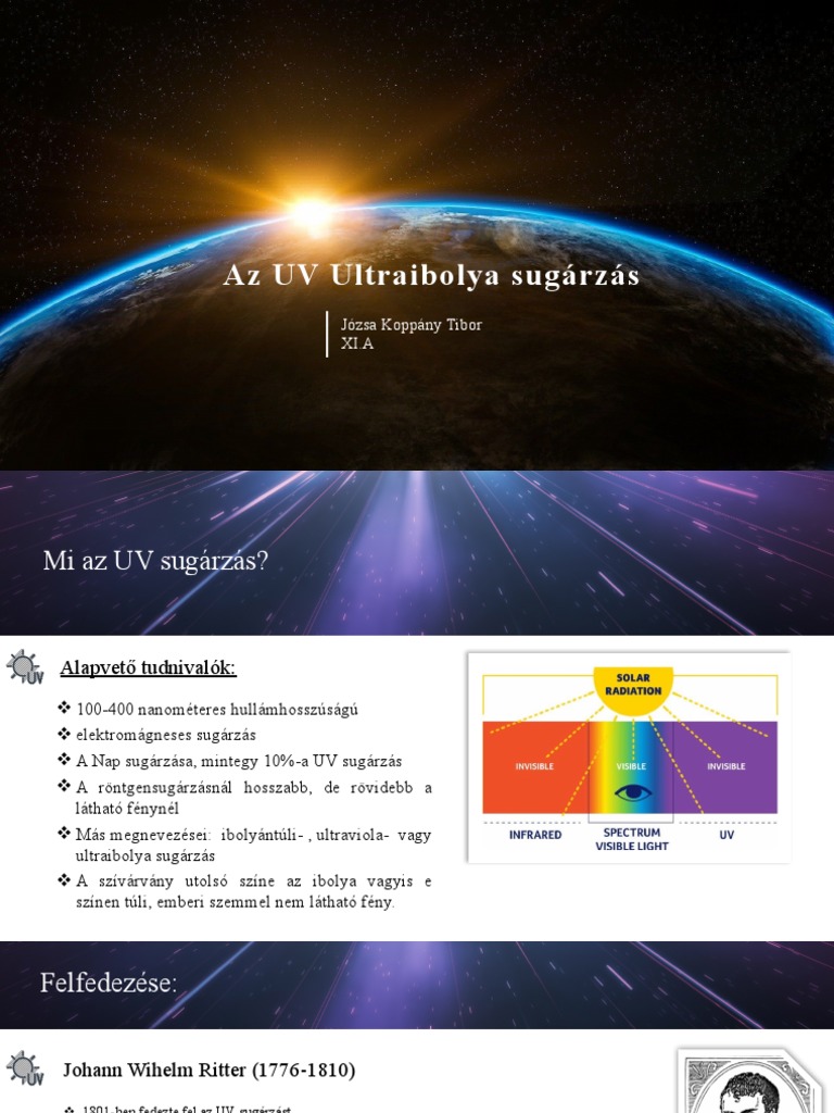 Az UV Ultraibolya Sugárzás: Józsa Koppány Tibor Xi.A | PDF