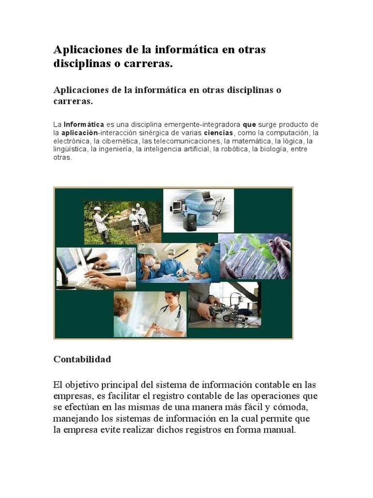 Aplicaciones de La Informatica en Otras Disciplinas y Tendencias | PDF | Multimedia | Nanotecnología