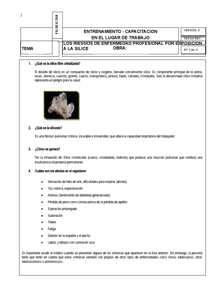 Charla Riesgos Por Exposicion A Silice | PDF | Medicina CLINICA | Enfermedades y trastornos