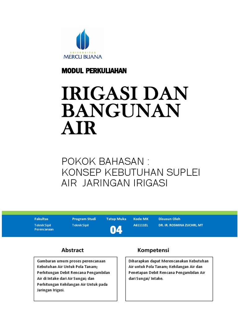 Modul Perencananaan Jaringan Irigasi Dan Drainase (TM4) | PDF