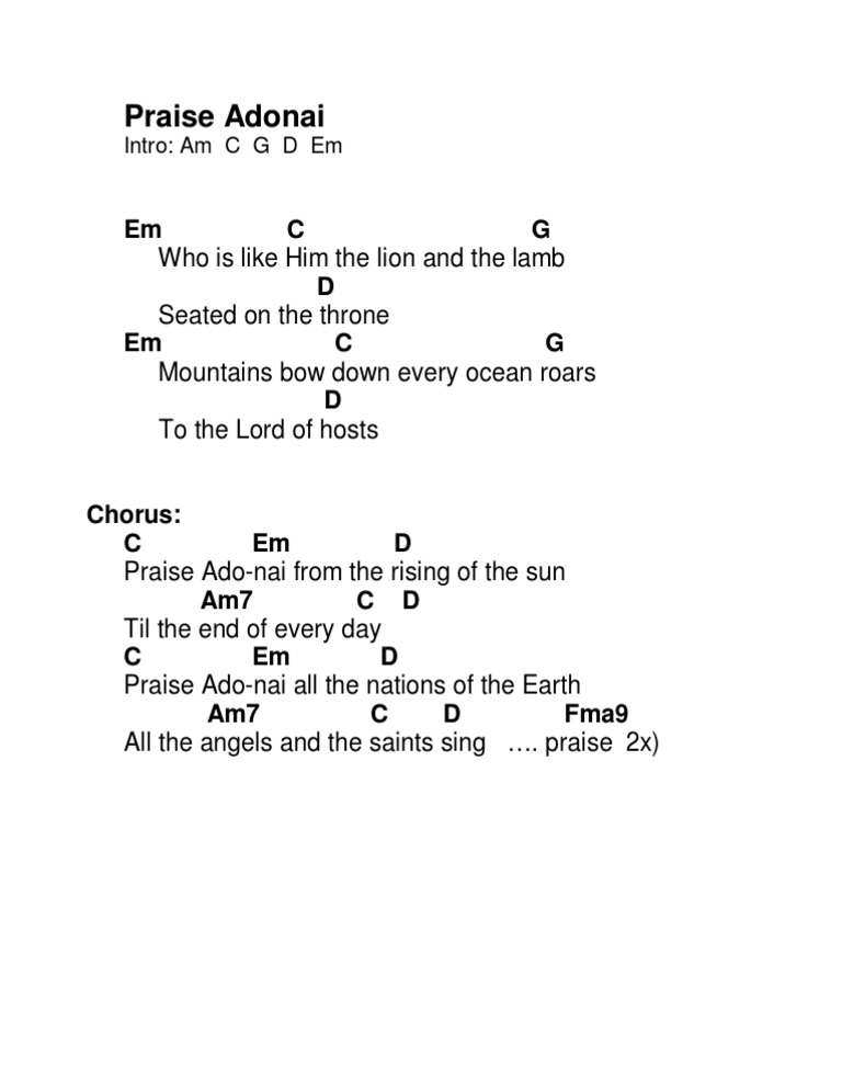 Praise Adonai - CHORDS