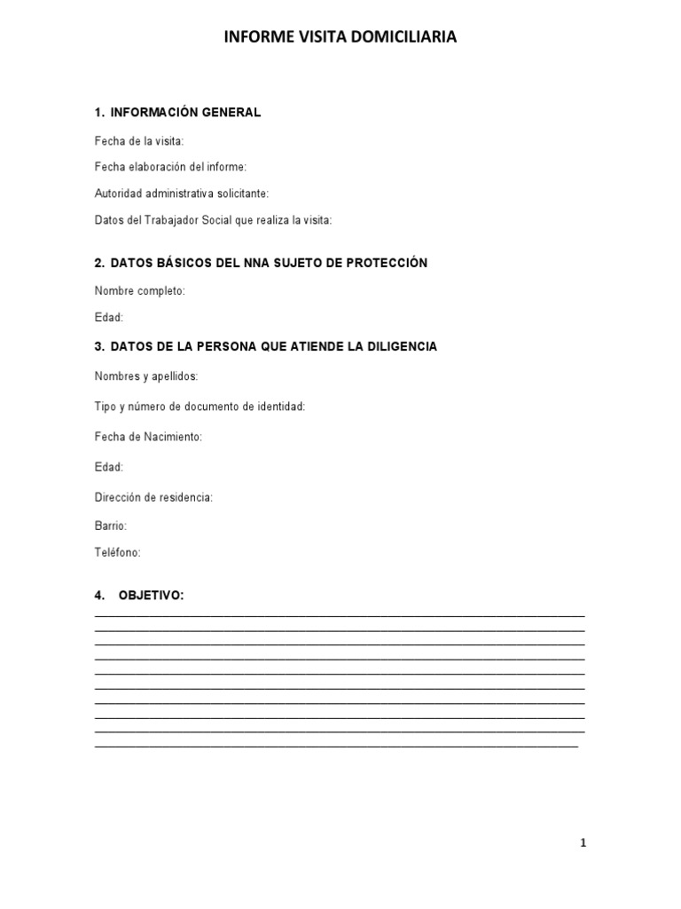 Informe Visita Domiciliaria | PDF | Trabajo Social