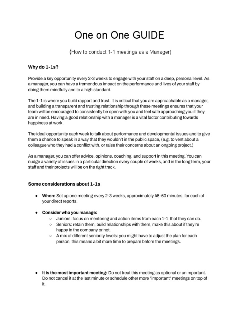 One On One Guide | PDF | Thought | Mentorship