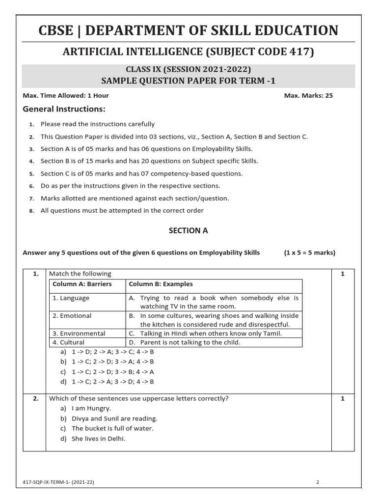 AI Term-1 Sample Paper-2 | PDF | Air Pollution | Smog