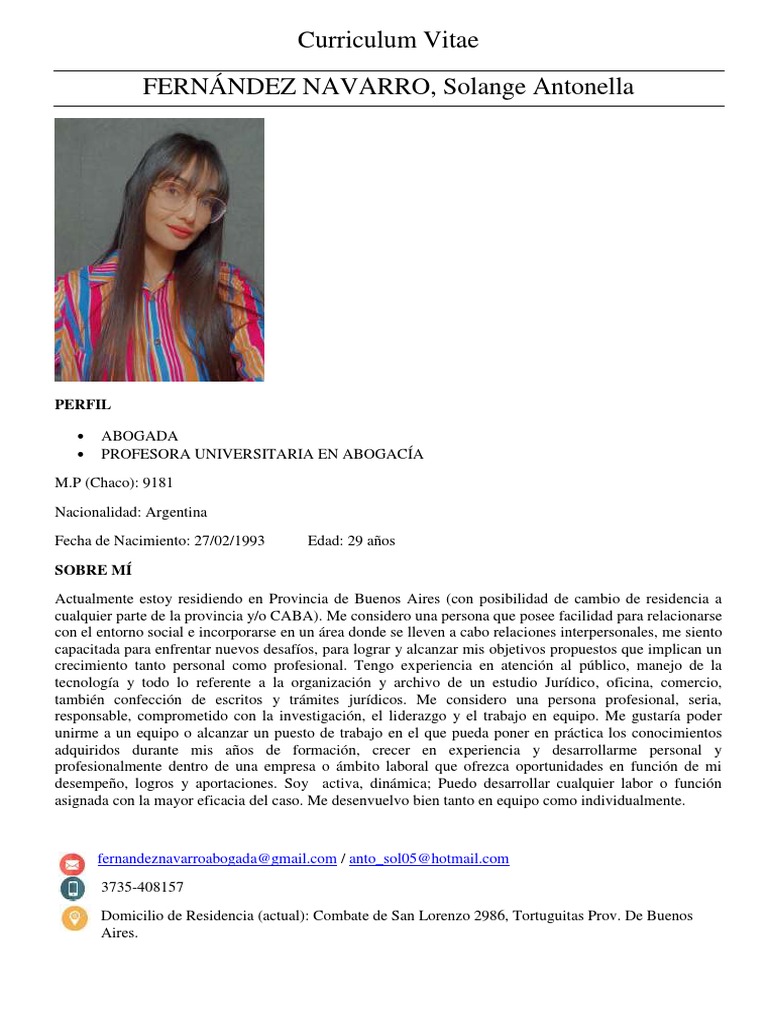 Curriculum Vitae 2023 Solange Antonella Fernandez Navarro. | PDF ...