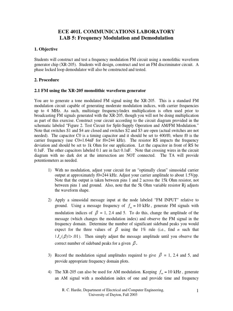 ECE 401L Lab5 | PDF | Frequency Modulation | Detector (Radio)