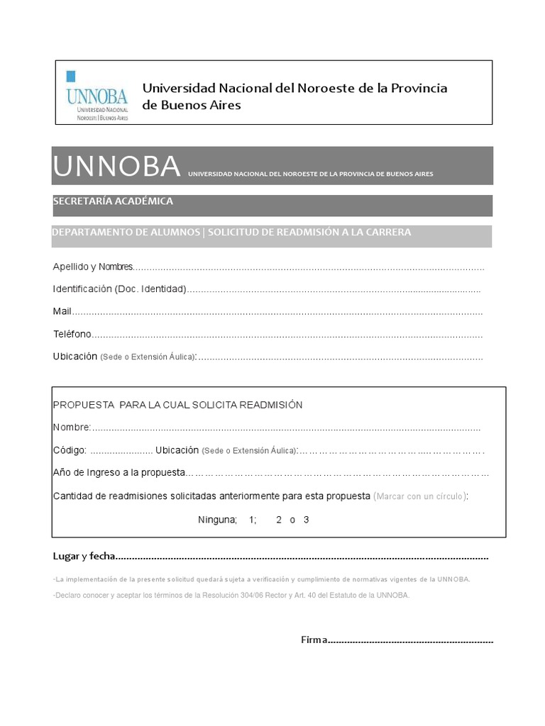 Planilla de Readmisión A La Carrera | PDF