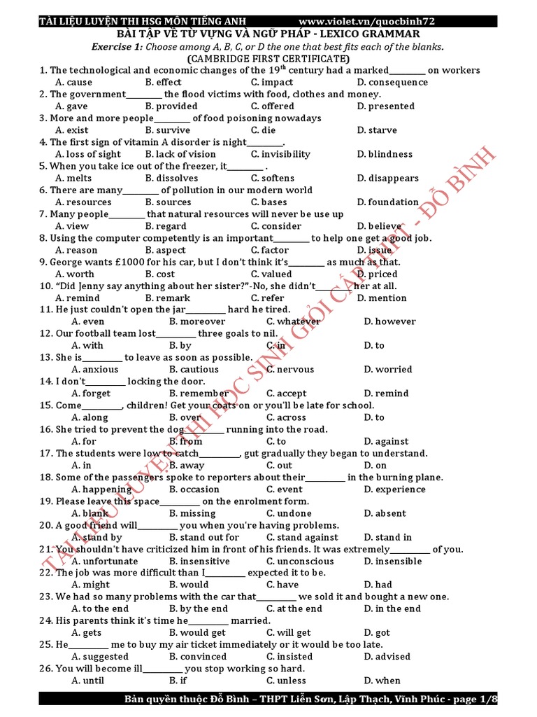 English Lexico Grammar Practice | PDF