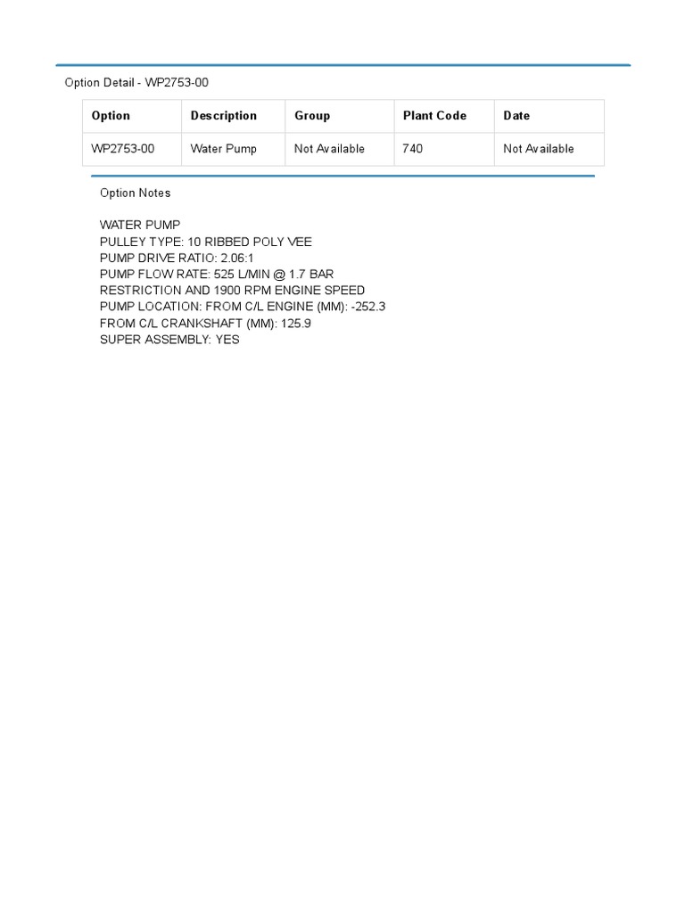 WP2753-00 Water Pump PDF | PDF