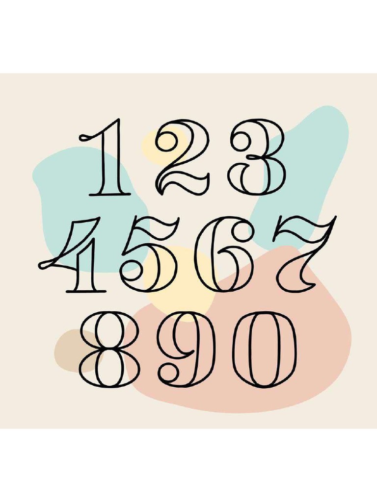 Set of Numbers and Numbers in Lettering Style Font For Mathematics ...