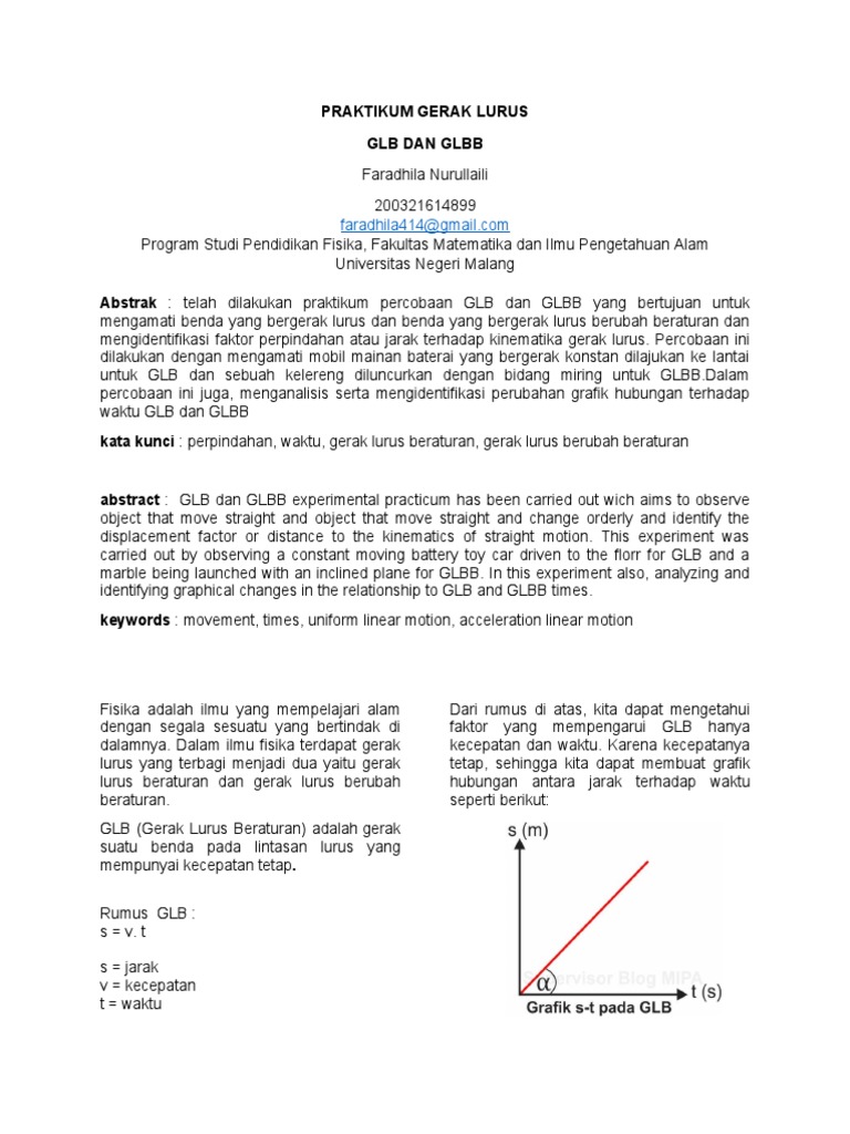 Laporan Praktikum Gerak Lurus - Faradhila OFF C | PDF