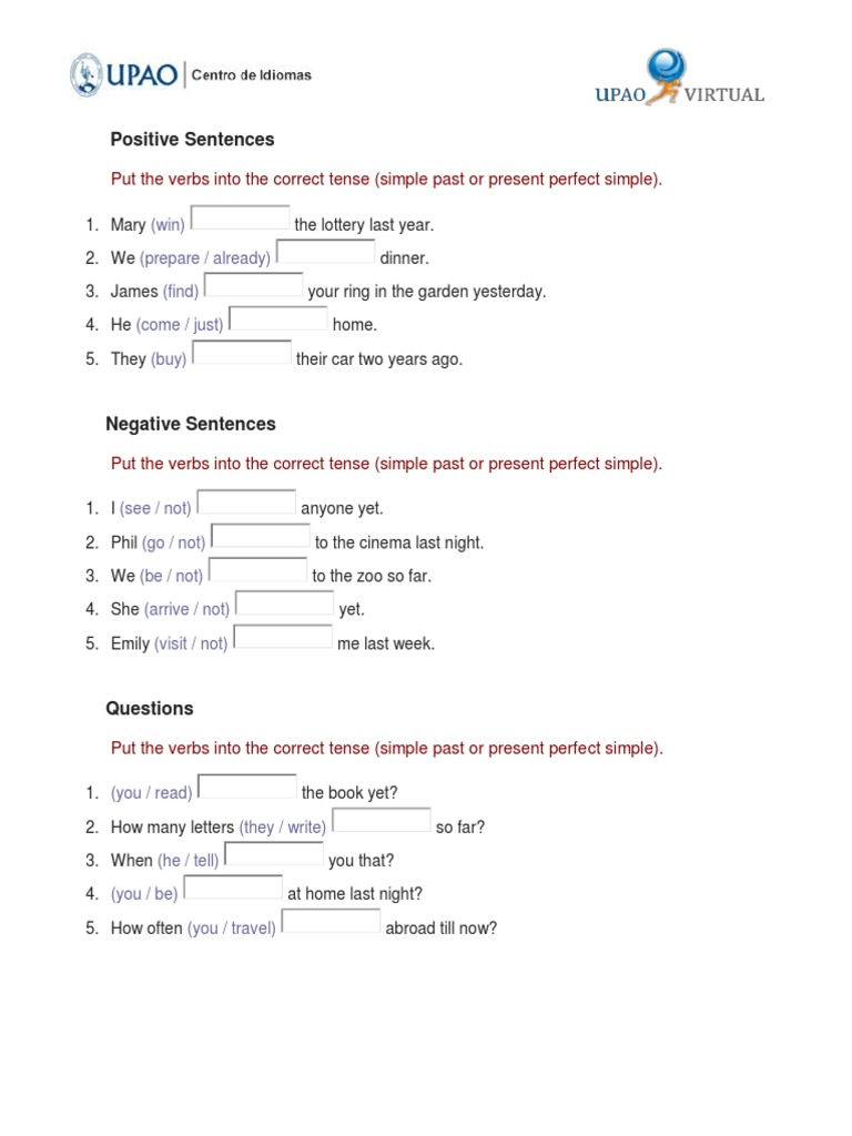 Past Simple vs Present Perfect Exercises | PDF