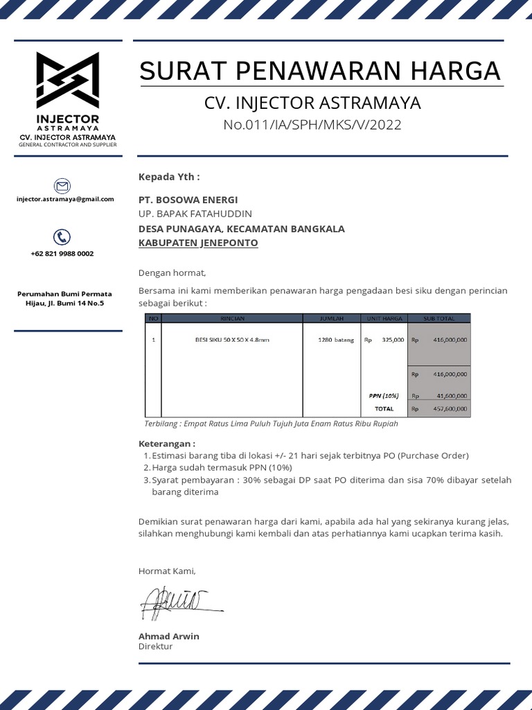 SURAT PENAWARAN HARGA BESI SIKU TAHAP 2.pdf | PDF