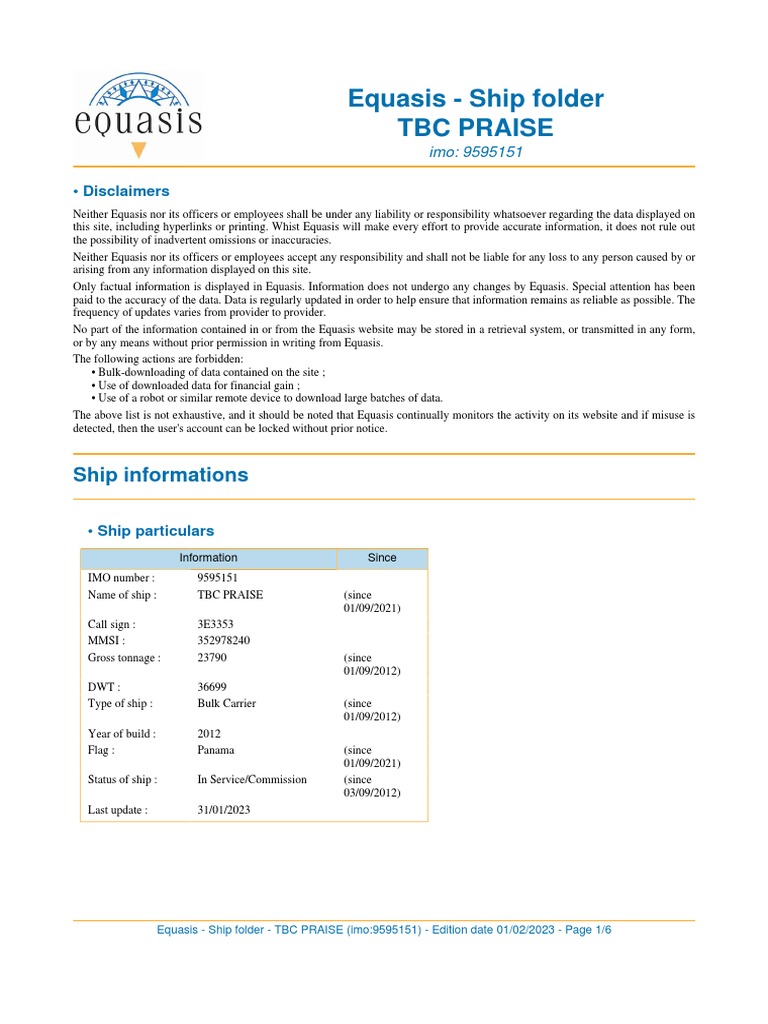 Equessis Details | PDF | Shipping | Water Transport