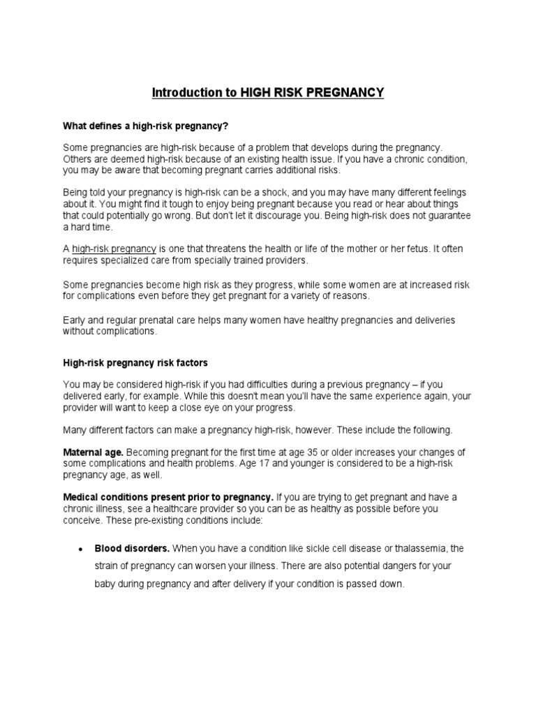 Understanding High-Risk Pregnancy Factors | PDF | Pregnancy | Childbirth