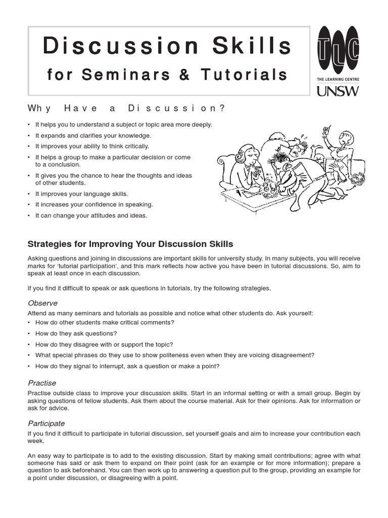 UNSW - Discussion Skills For Seminars - Tutorials PDF | PDF | Knowledge ...