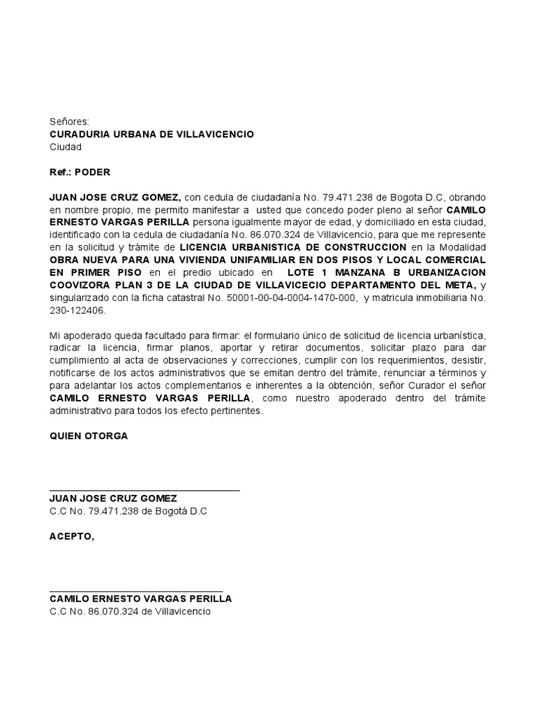 Poder LUIS ANTONIO VERGARA HIGUERA | PDF | Finanzas y dinero