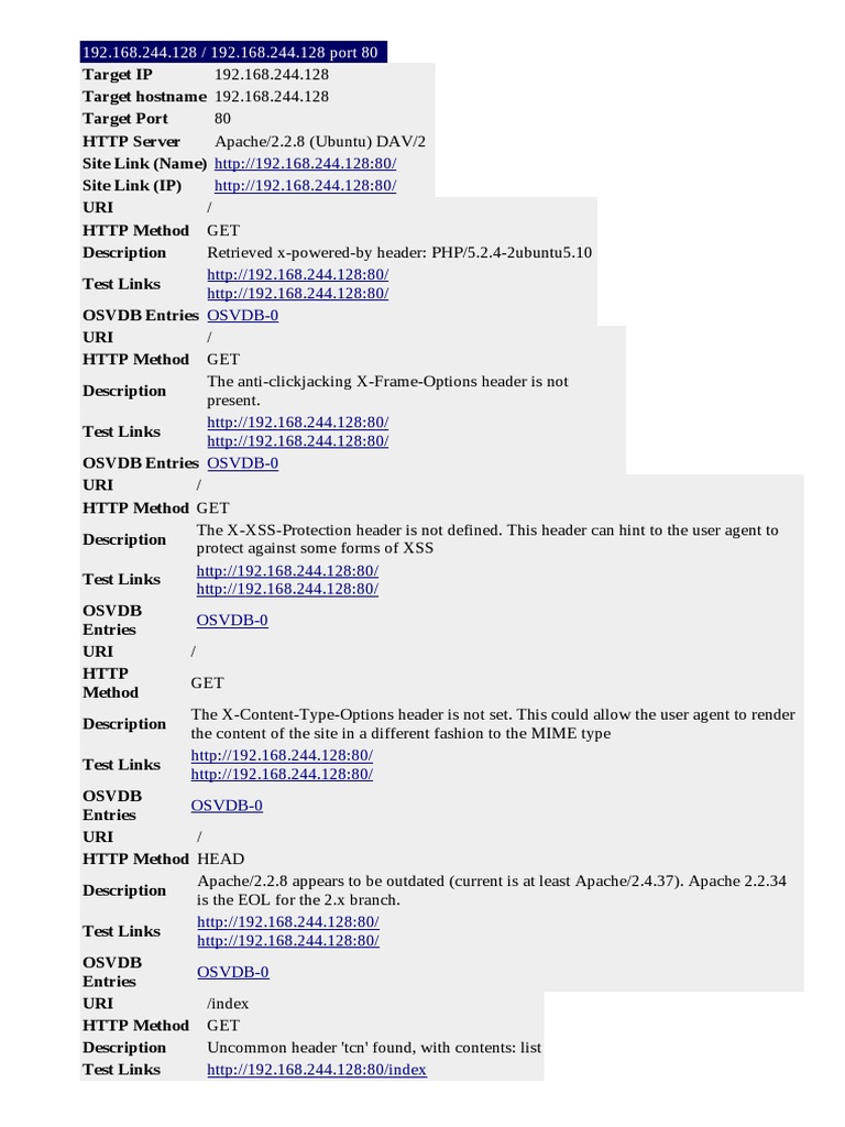 Nikto | PDF | Hypertext Transfer Protocol | Apache Http Server
