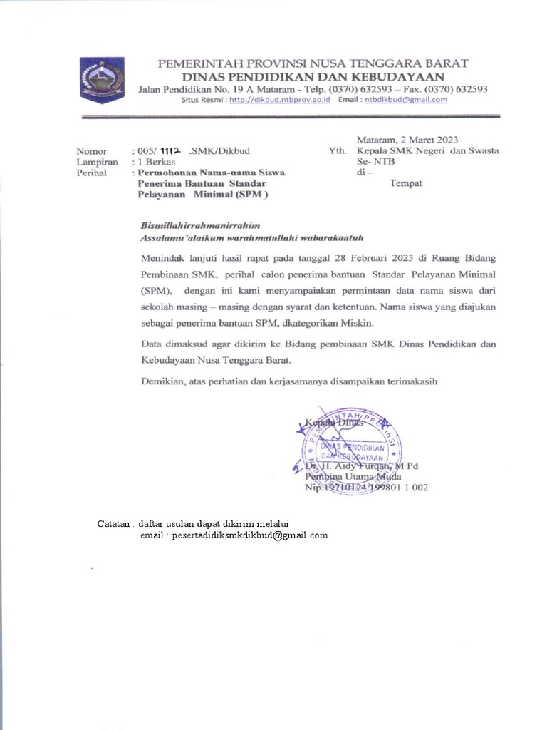 Usulan Siswa Penerima Bantuan SPM | PDF