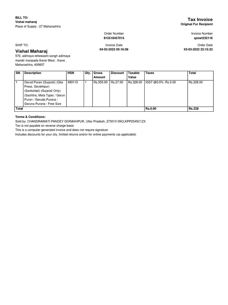 Ms Invoice 815518457015 1 | PDF