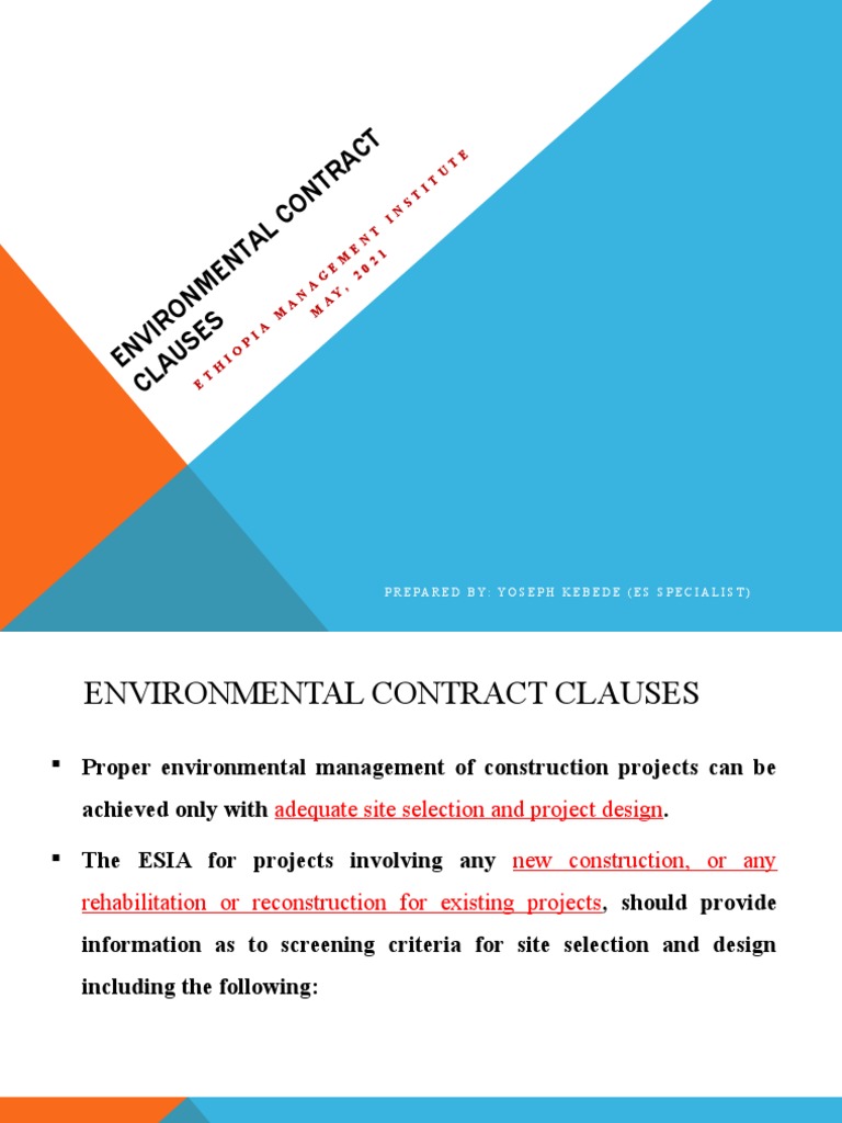 Environmental Contract Clauses Guide | PDF