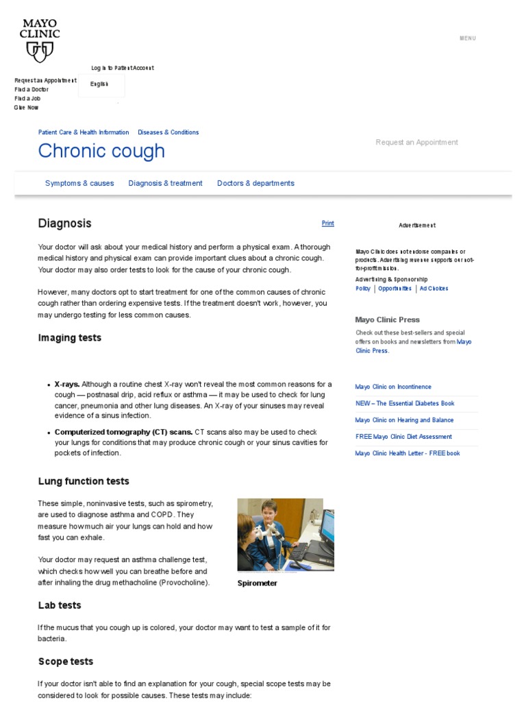 Chronic Cough - Diagnosis and Treatment - Mayo Clinic | PDF | Cough ...
