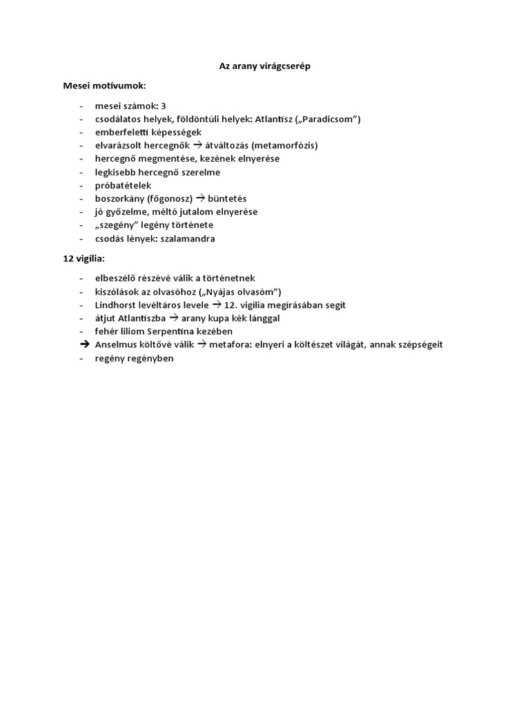 Az Arany Virágcserép | PDF