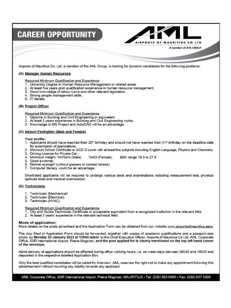AML Vacancy Notice Jan 2023 PDF | PDF