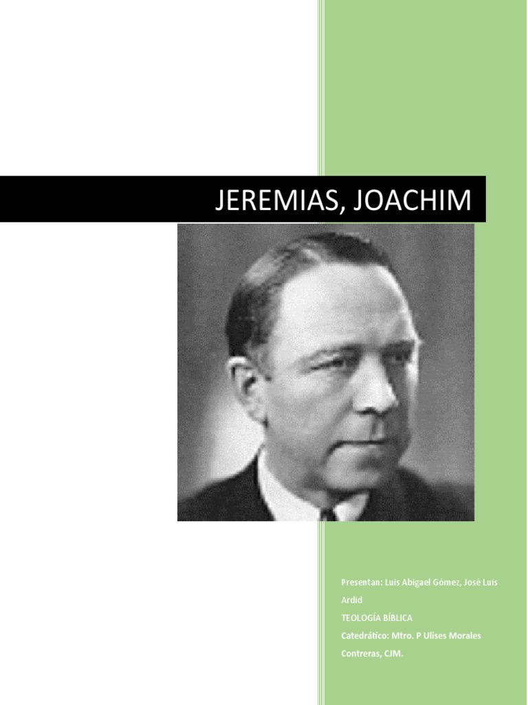 TB. Joachim Jeremias FINAL | PDF | Jesús | Evangelio de Mateo