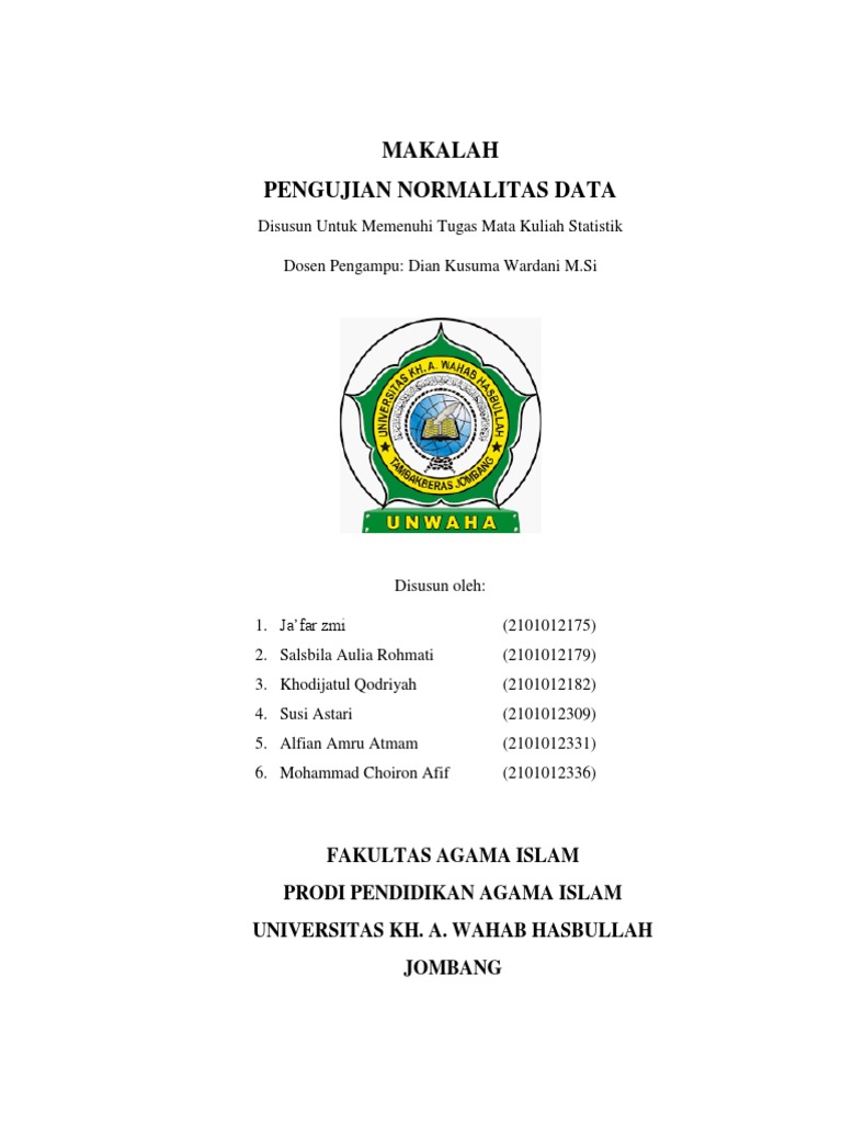 Makalah - STATISTIK Kel.5 3A (Uji Normalitas Data) . | PDF