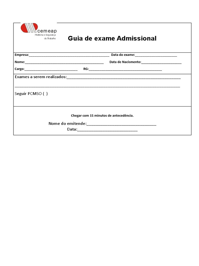 Guia de Exame Admissional | PDF
