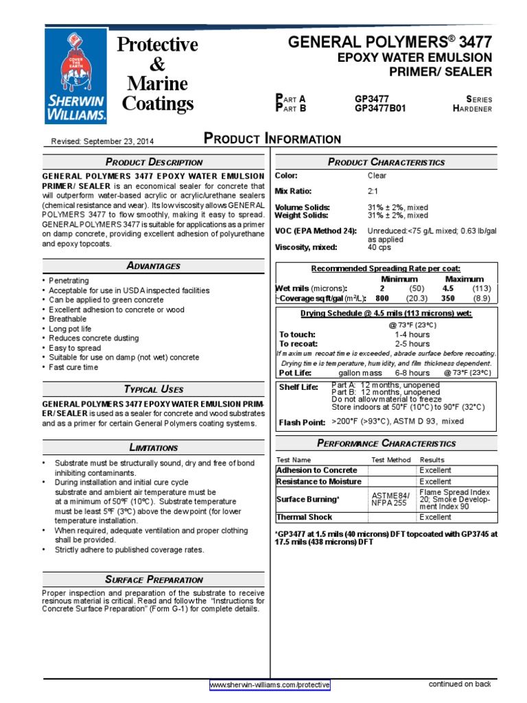 Ficha GP3477 Epoxy Water Emulsion | PDF | Epoxy | Concrete