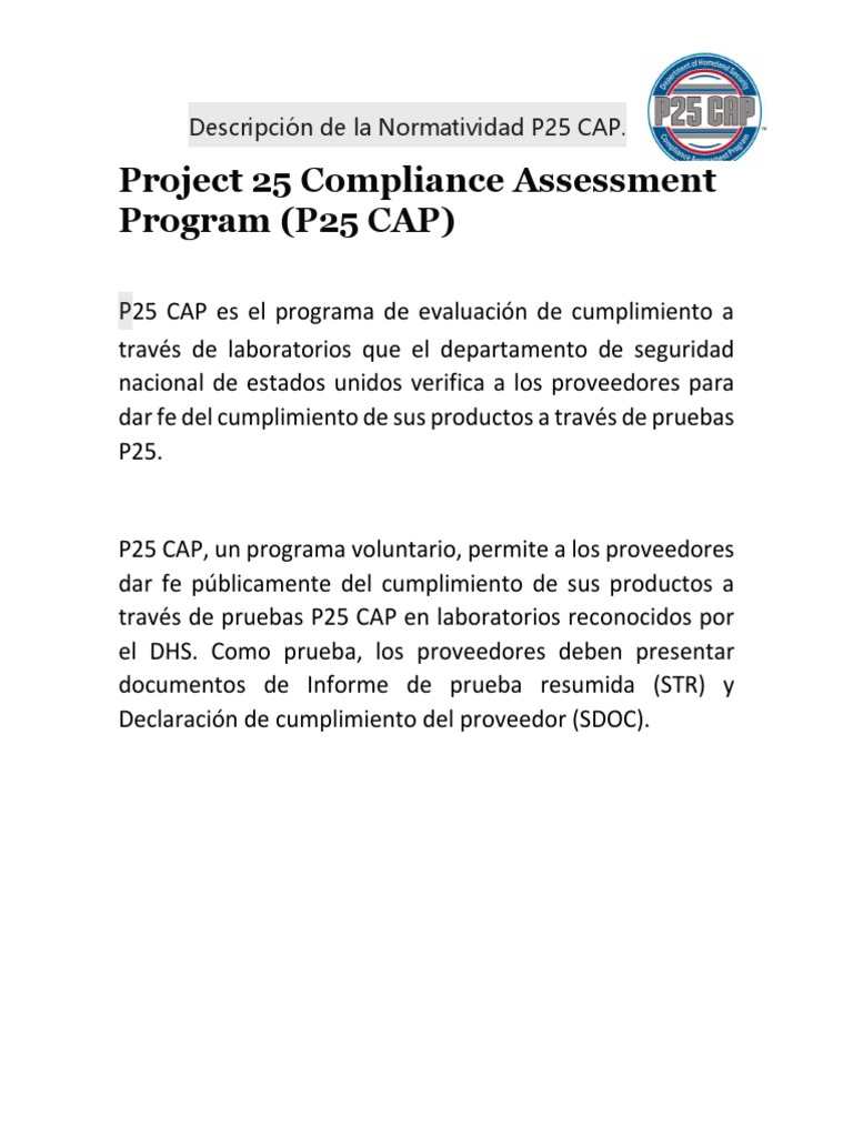 Descripción de La Normatividad P25 CAP | PDF